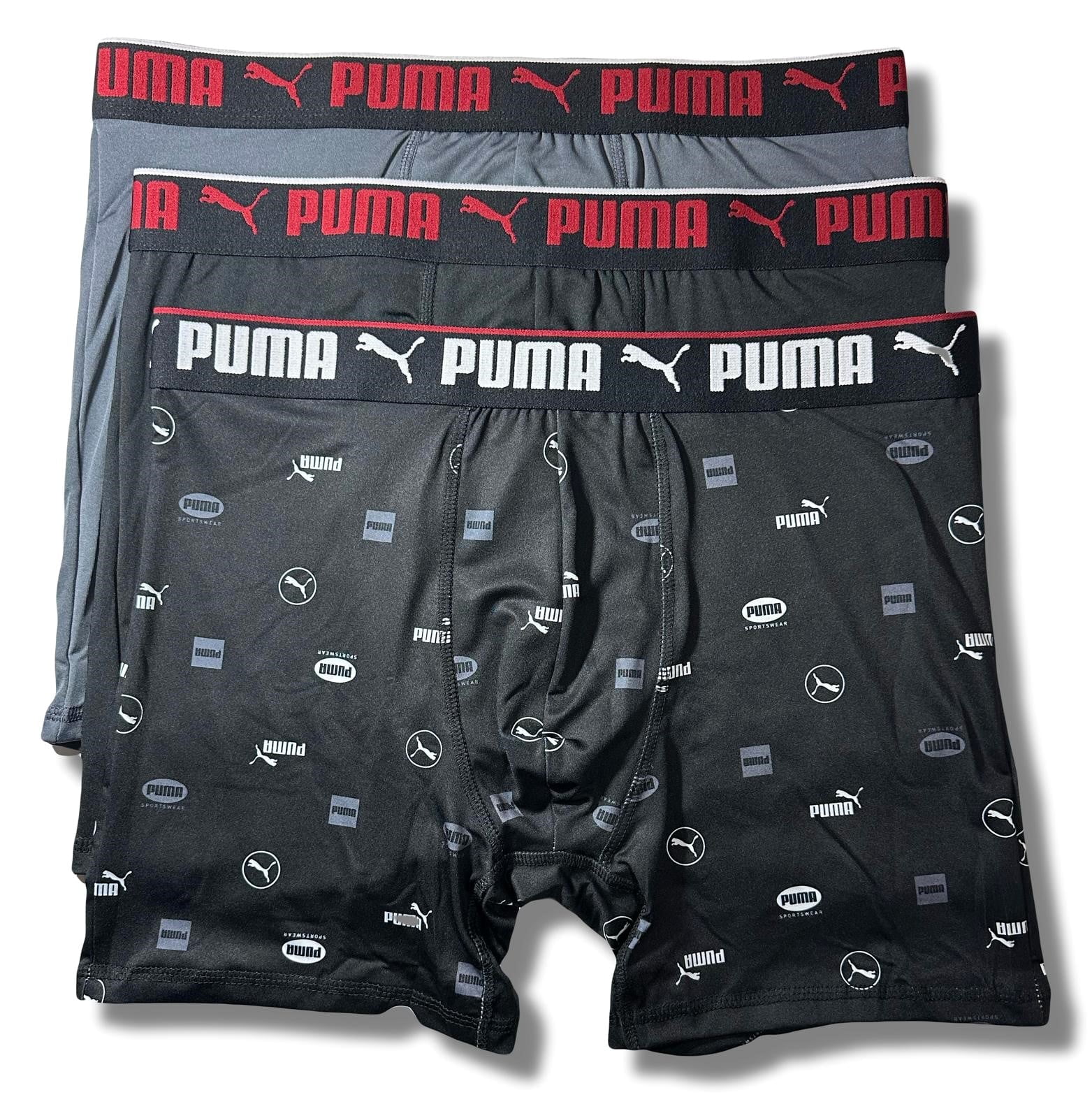 PUMA MEN'S 3 PACK - PHG 243 -244 LOGO O BLACK - LARGE - UNDERWEAR X3 ...