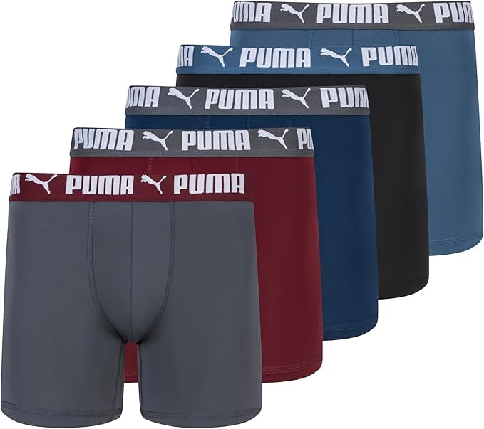 PUMA MEN'S 5 PACK - PHR 263 BURGUNDY GREY MEDIUM - BOXER BRIEF ...
