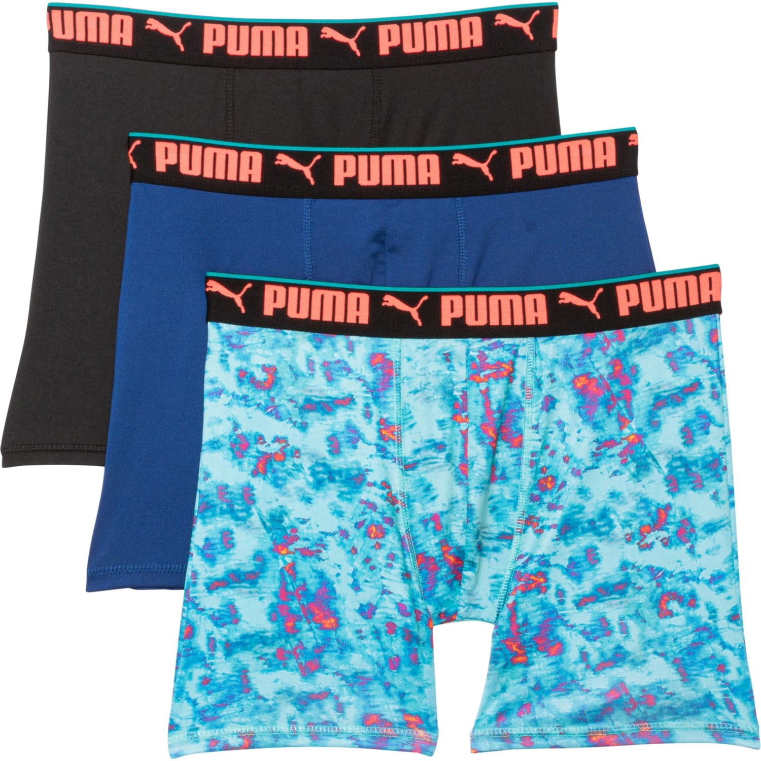 PUMA MEN'S X3 PACK - PHG AQUA PRINT MEDIUM - BOXER BRIEF UNDERWEAR ...