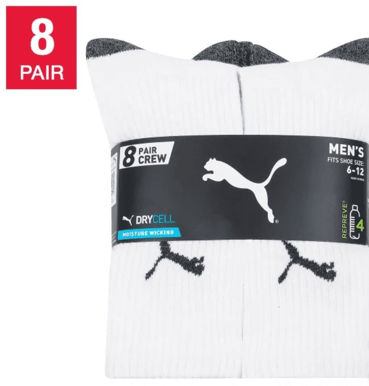PUMA Men's Crew Sock, 8-pair - Walmart.com
