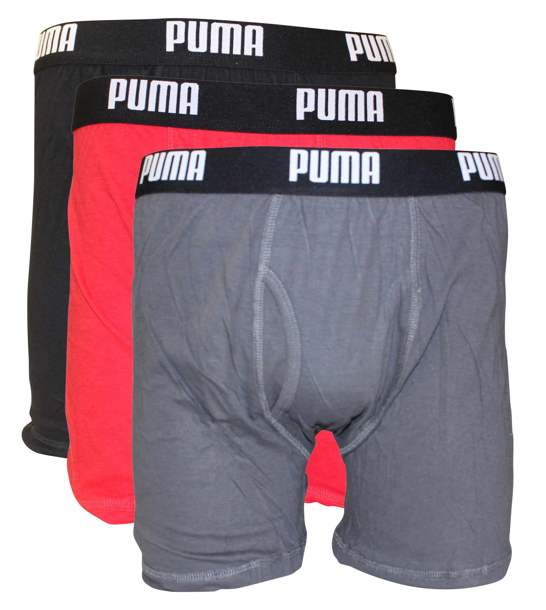 PUMA Mens 3 Pack 75% Cotton 25% Polyester Boxer Brief, Black Combo, Large - Walmart.com