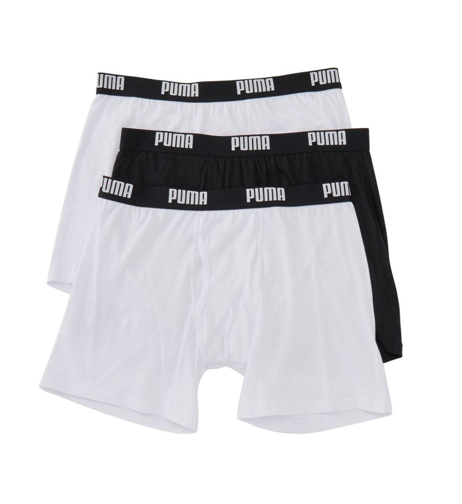 PUMA Mens 3 Pack 75% Cotton 25% Polyester Boxer Brief White Traditional ...