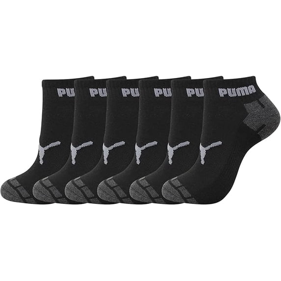PUMA, Mens Quarter Crew Socks, 6 Pack, Black Grey Large - Walmart.com