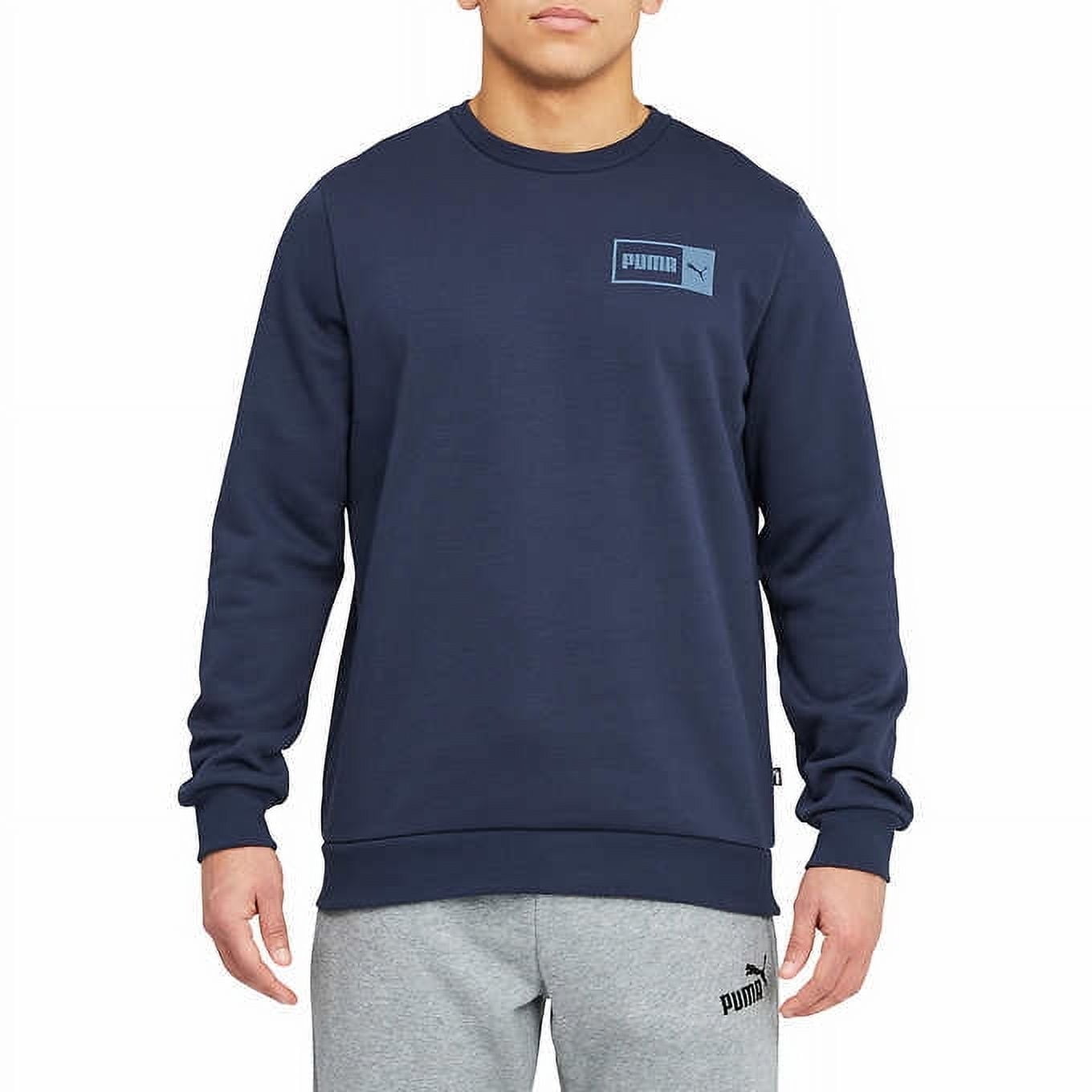 PUMA Mens Fleece Split Graphic Crew Neck Sweatshirt Casual (Blue ...