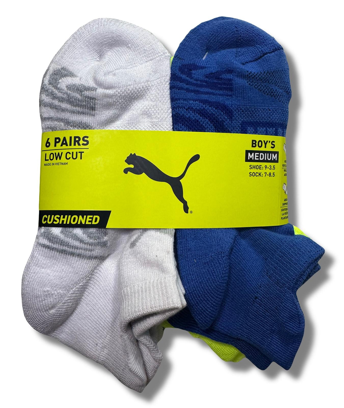PUMA SOCKS BOYS X6 - LOW CUT 243 DECO - BLUE SZ MEDIUM - SHOE SZ 9-3.5 ...
