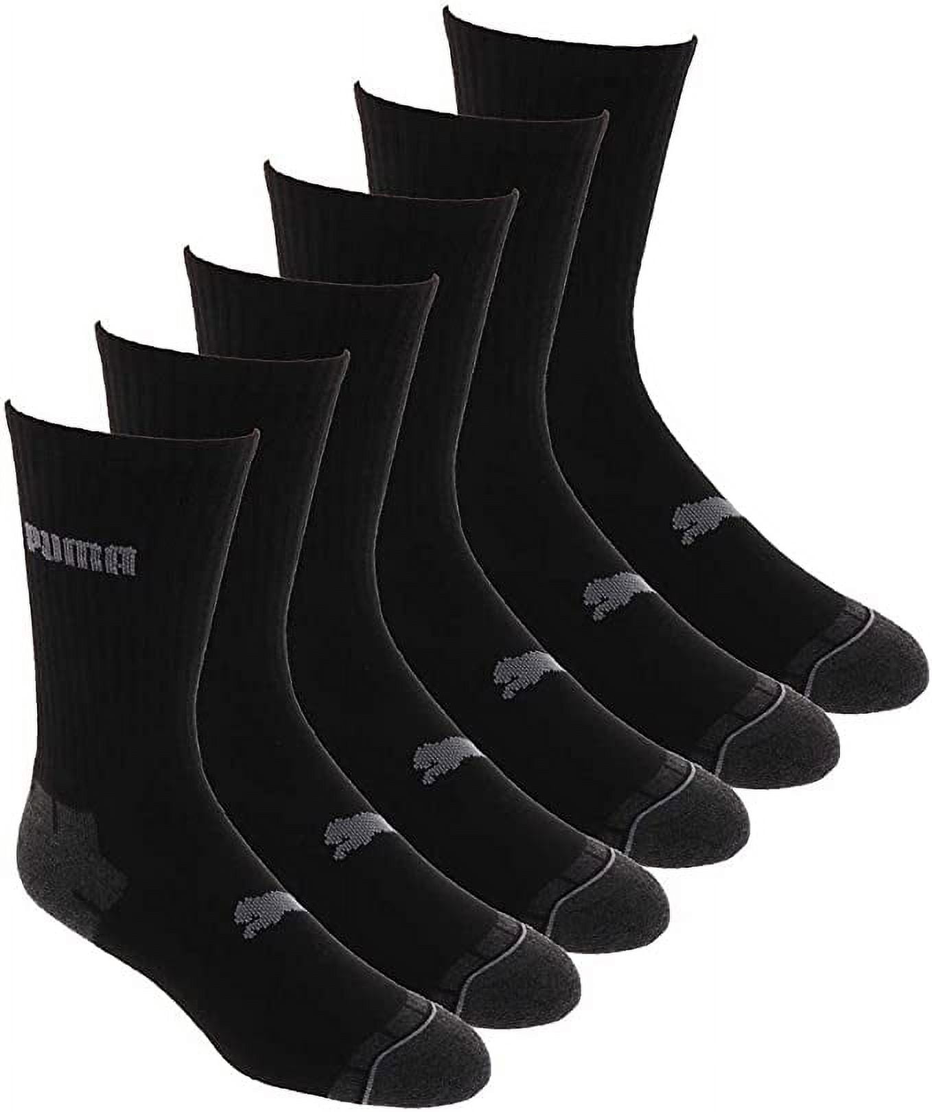 PUMA SOCKS MEN'S - CREW 243 - CUBE BLACK GREY - LARGE (10-13)- PACK 6 ...
