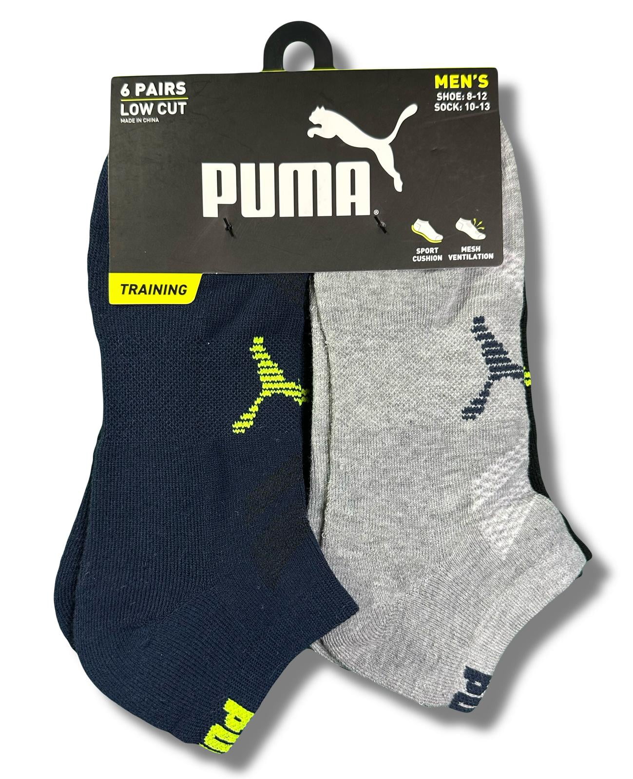 PUMA SOCKS MEN'S - LOW CUT - DASH 253 - BLUE GREY - LARGE (10-13) PACK ...