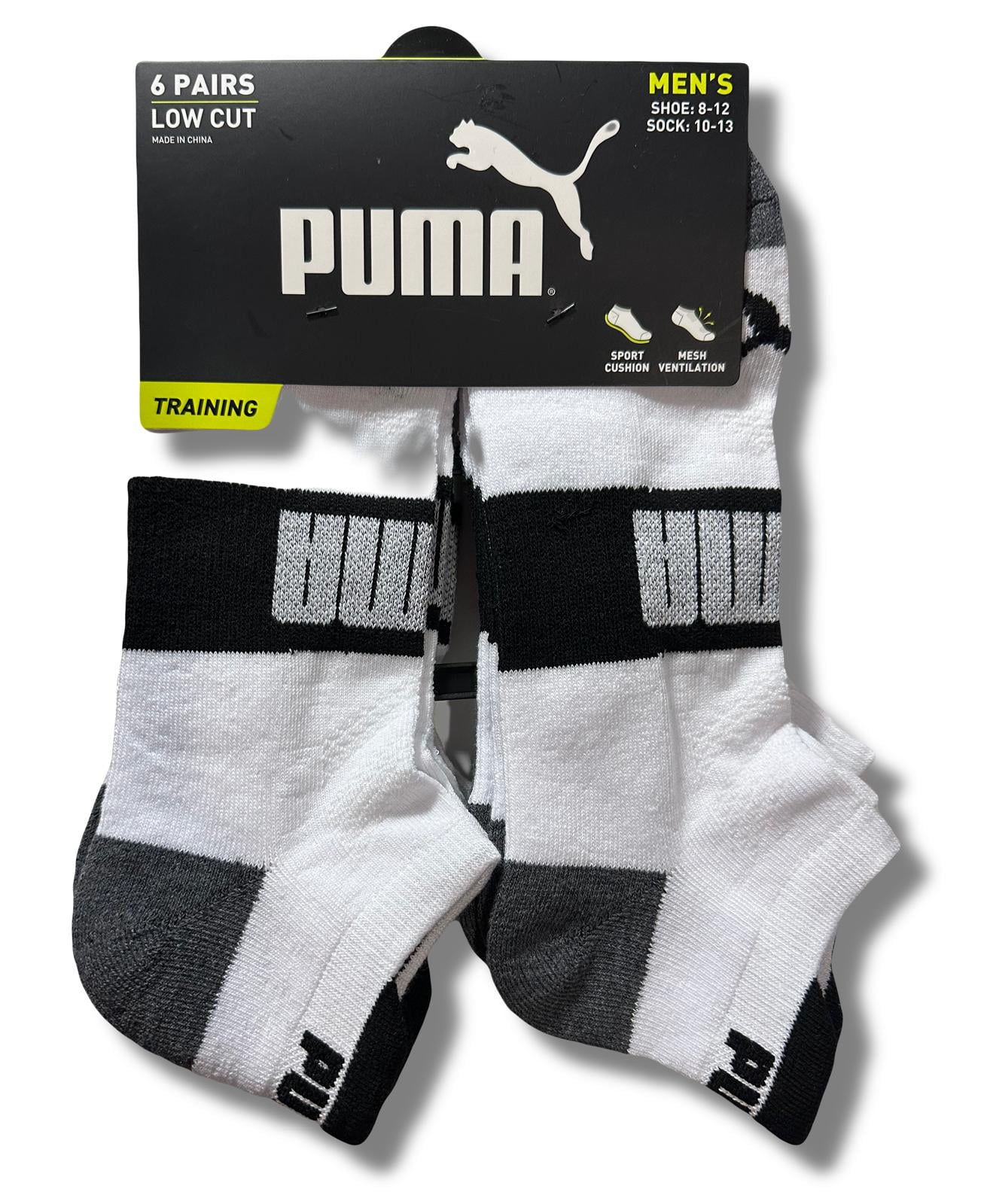 PUMA SOCKS MEN'S - LOW CUT - EDGE 243 - BLUE WHITE - LARGE (10-13) PACK ...