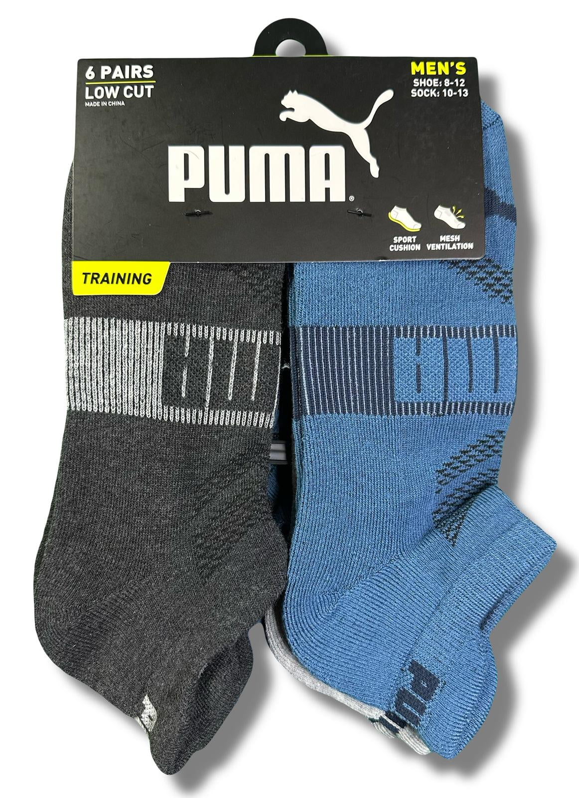 PUMA SOCKS MEN'S - LOW CUT - EDGE 253 - GREY BLUE - LARGE (10-13) PACK ...