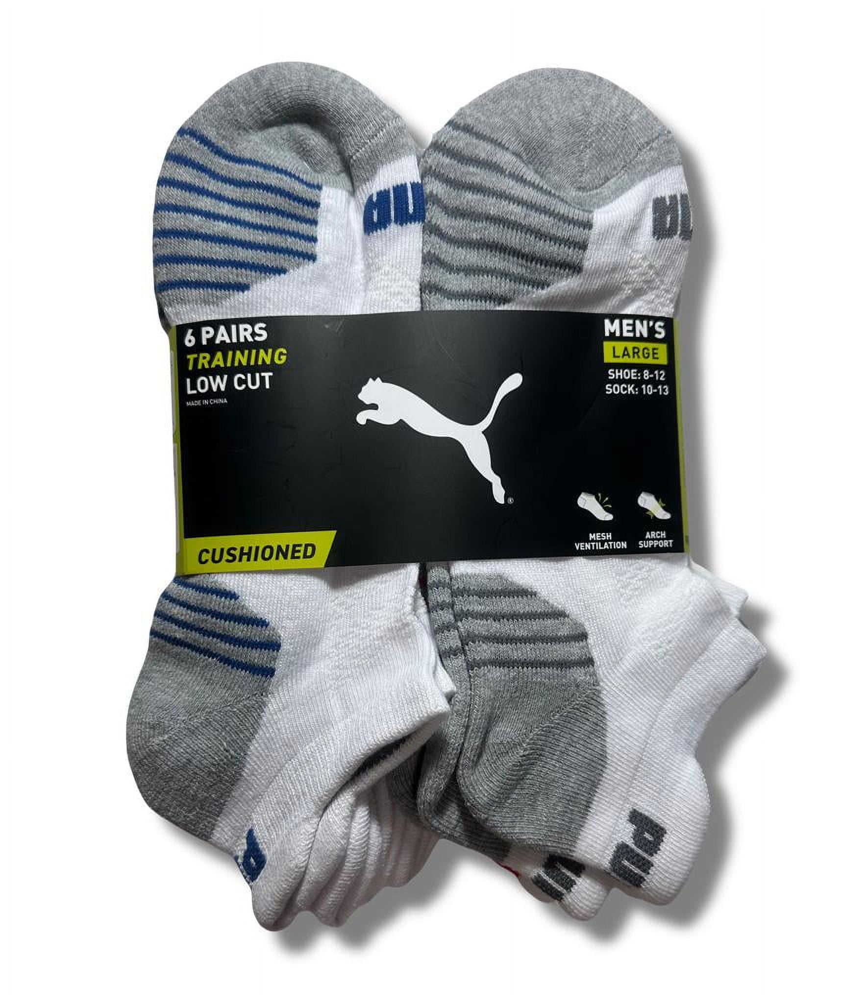 PUMA SOCKS MEN'S - LOW CUT - FIERCE 243 - WHITE BLUE - LARGE (10-13 ...