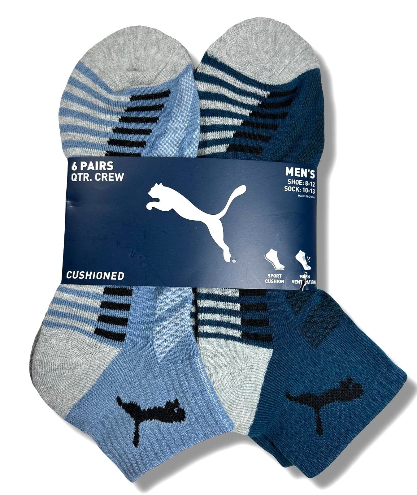 PUMA SOCKS MEN'S - QUARTER CUT - BLISS 253 - CTE TEAL - LARGE (10-13 ...