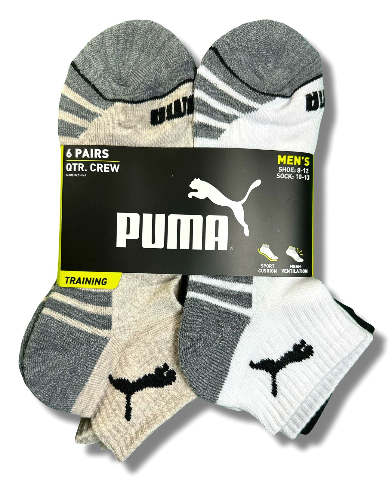 PUMA SOCKS MEN'S - QUARTER CUT - ZANO 253 - BEIGE WHITE- LARGE (10-13 ...