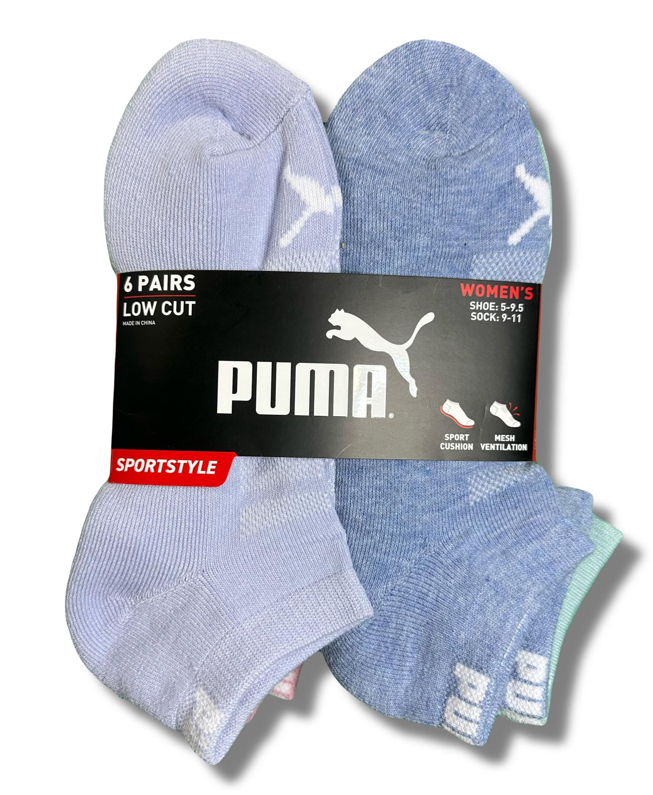 PUMA SOCKS WOMEN'S - LOW CUT 243 - SOLID 3 - BLUE BLUE - SHOE SZ 5-9.5 ...