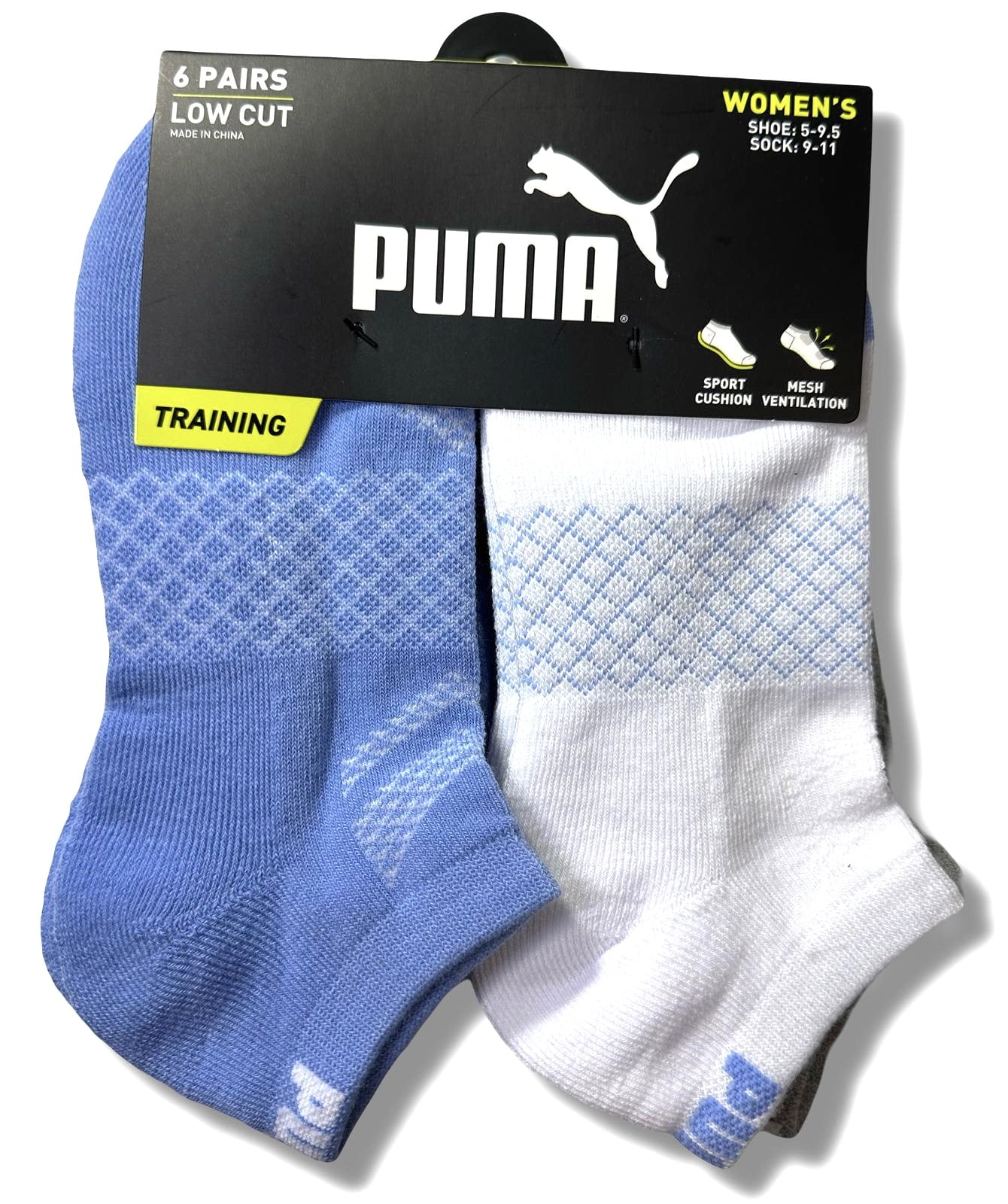 PUMA SOCKS WOMEN'S - LOW CUT 253 - NET BLUE WHITE - SHOE SZ 5-9.5 ...