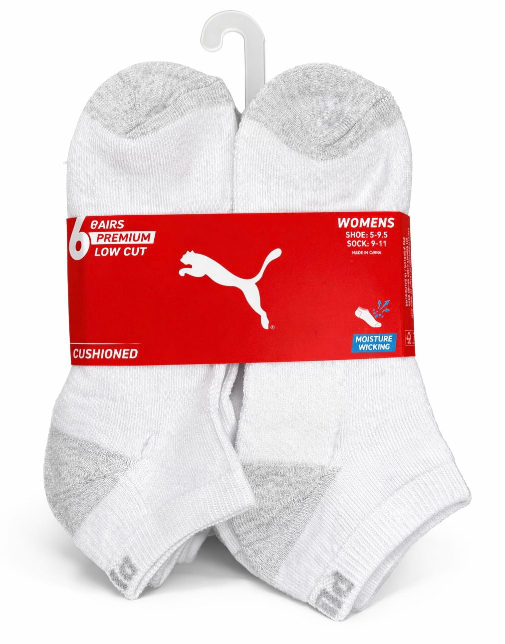 PUMA SOCKS WOMEN'S - LOW CUT 263 - FAYE - WHITE GREY - SHOE SZ 5-9.5 ...