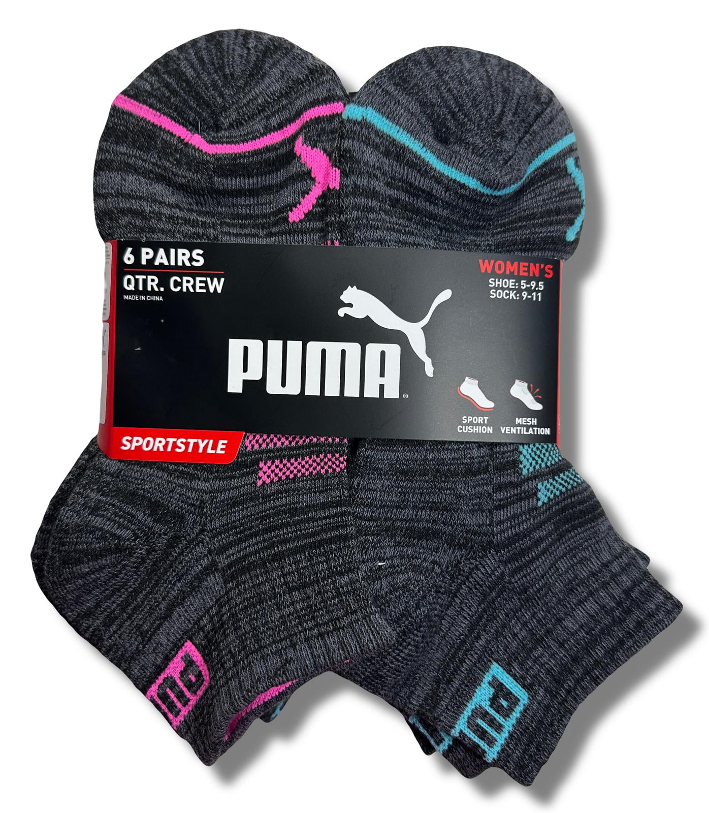 PUMA SOCKS WOMEN'S - QUARTER - GLEE 253 - GREY CHARCOAL - SHOE SZ 5-9.5 ...