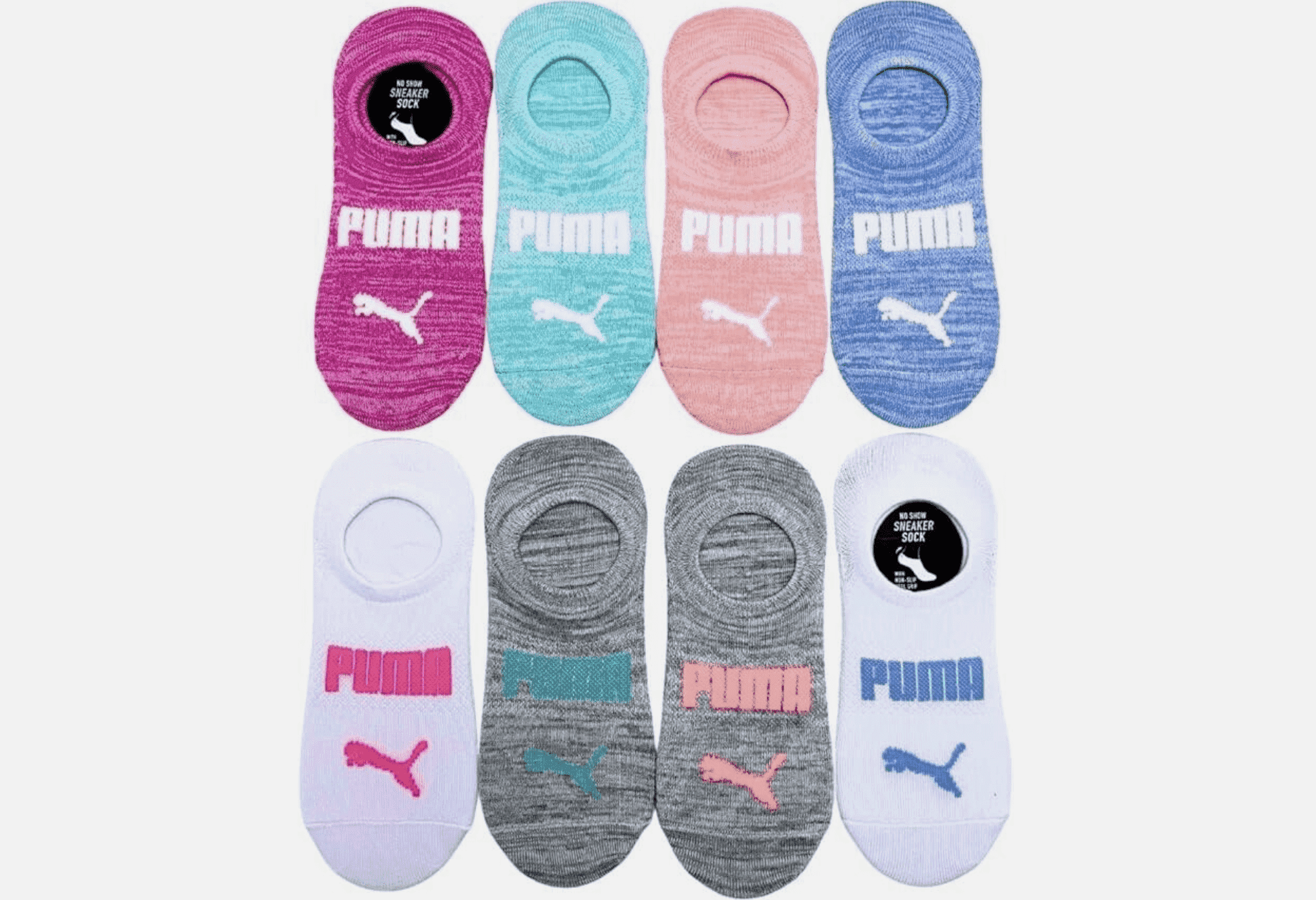 PUMA Women's 8 Pack Sneaker Socks - Multi Color Lightweight Moisture ...