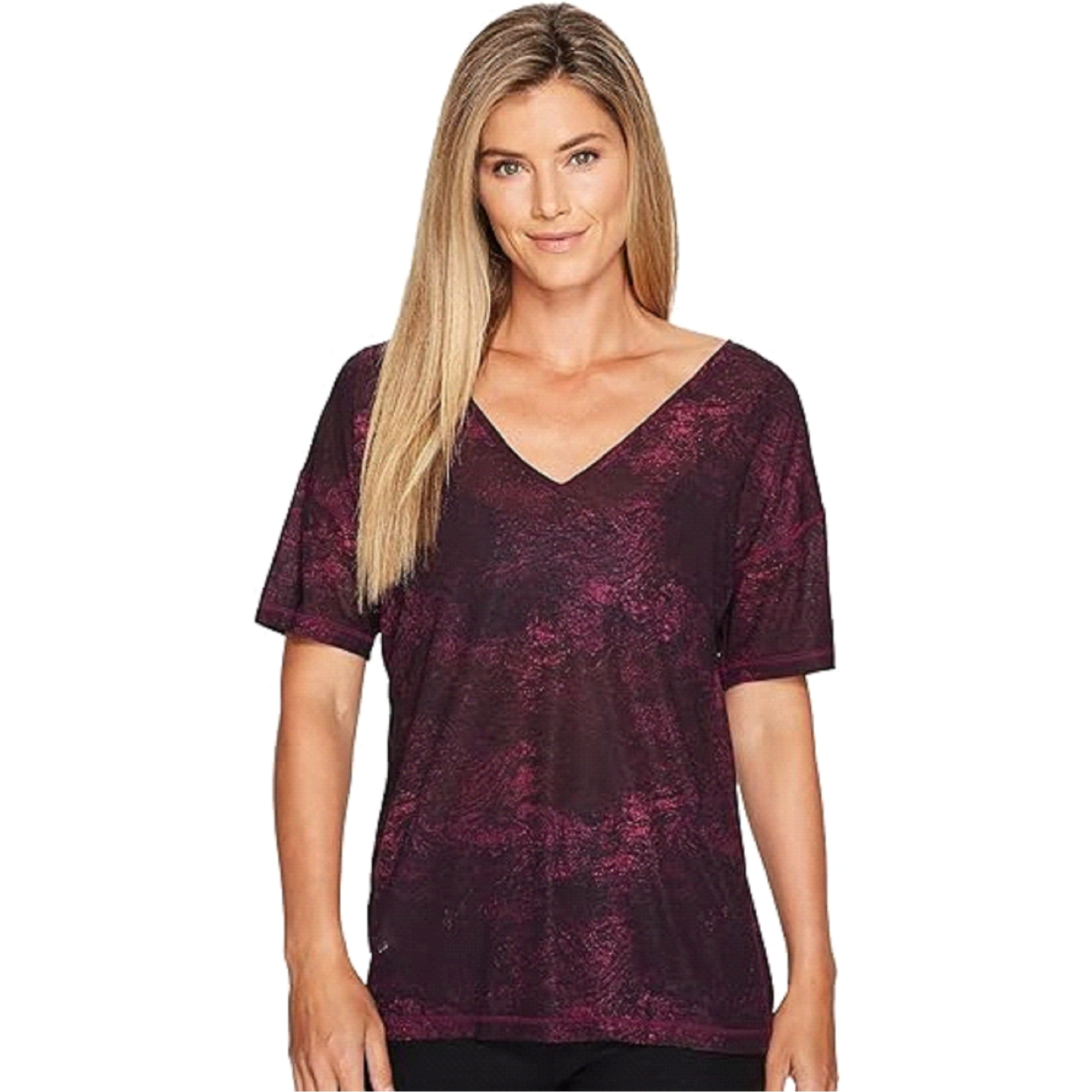PUMA Women's Dancer Drapey T-Shirt - Dark Purple Nature Print - (Size ...