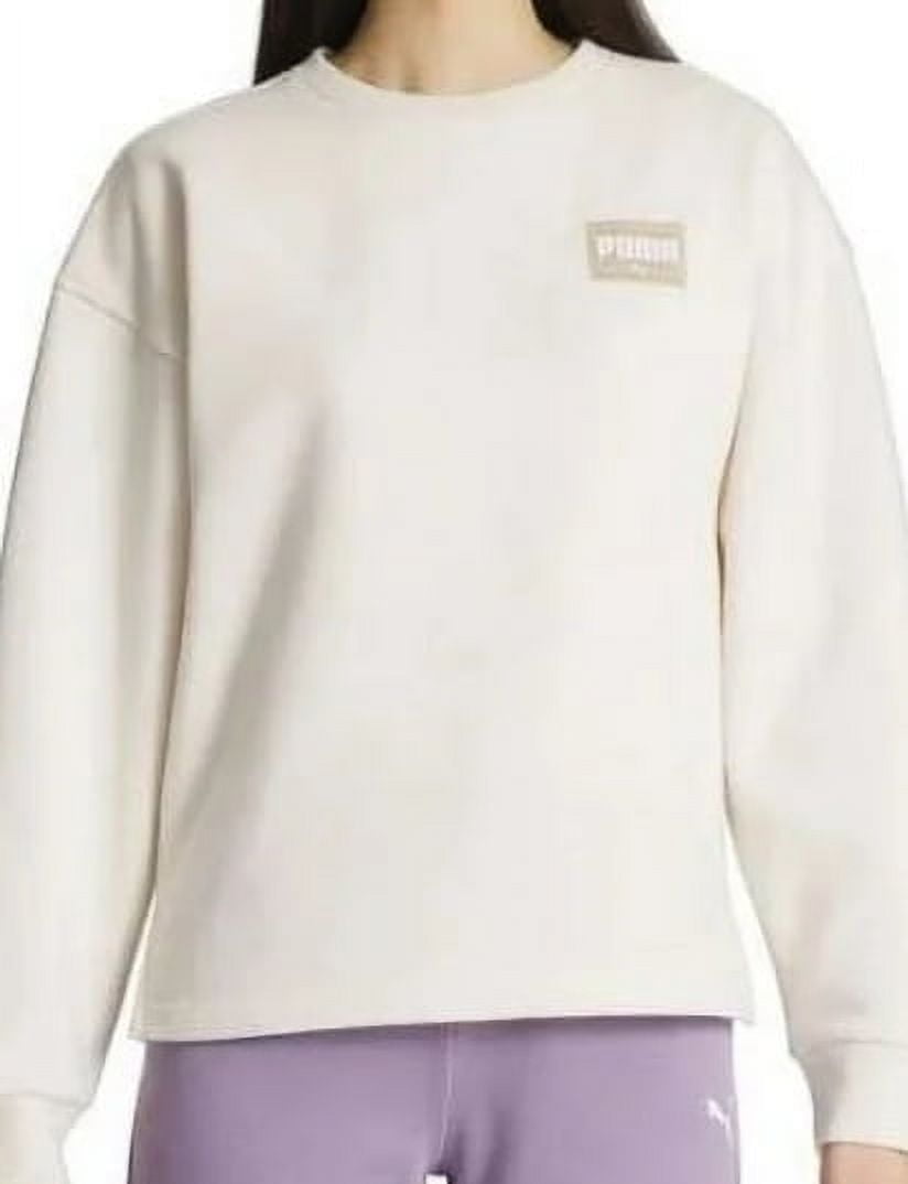 PUMA Women's Fleece Crewneck Sweatshirt Badge (Tan, L) - Walmart.com