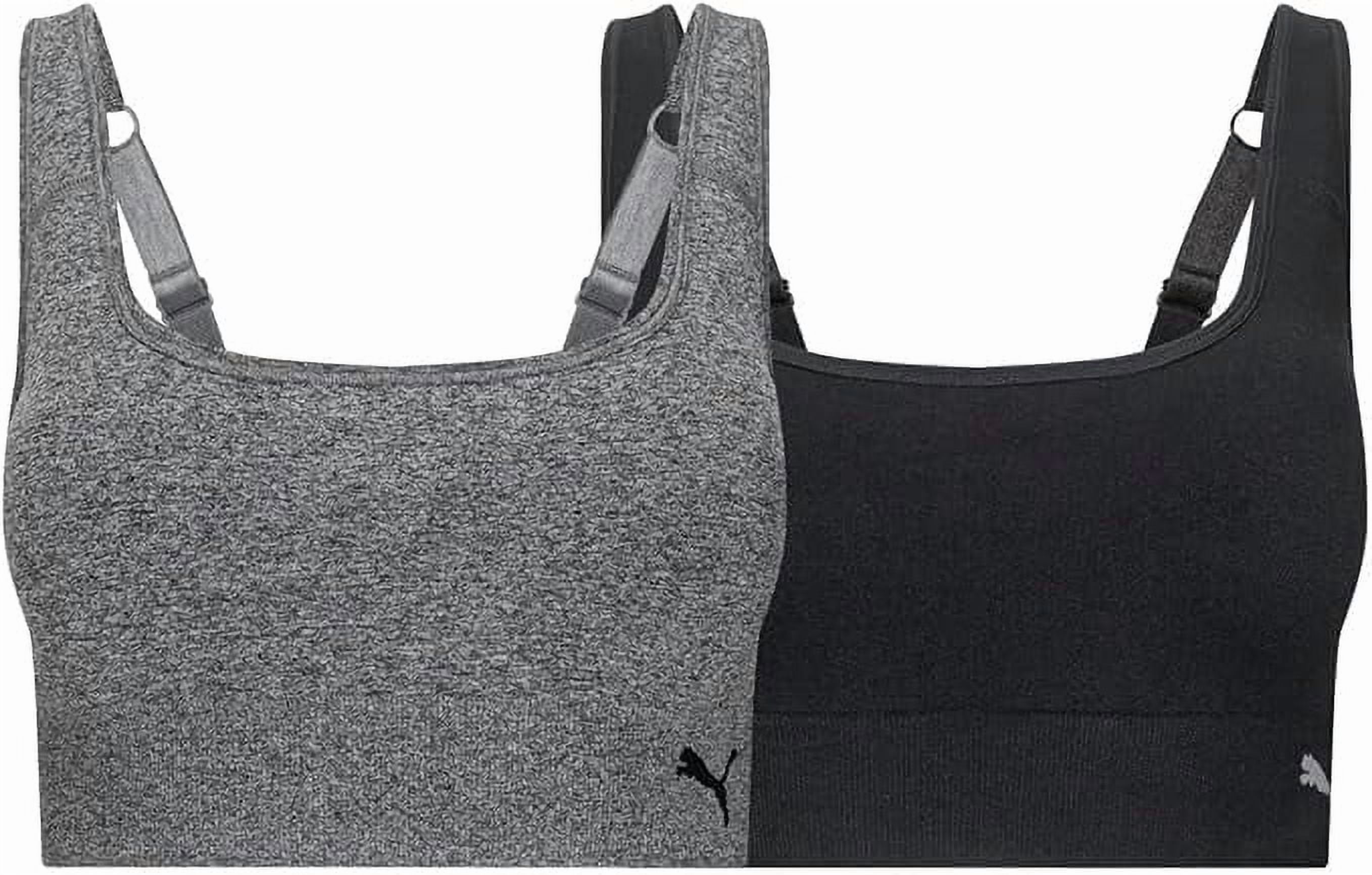 PUMA Womens Seamless Sport Bras, Size M, Black Heather Grey - Walmart.com
