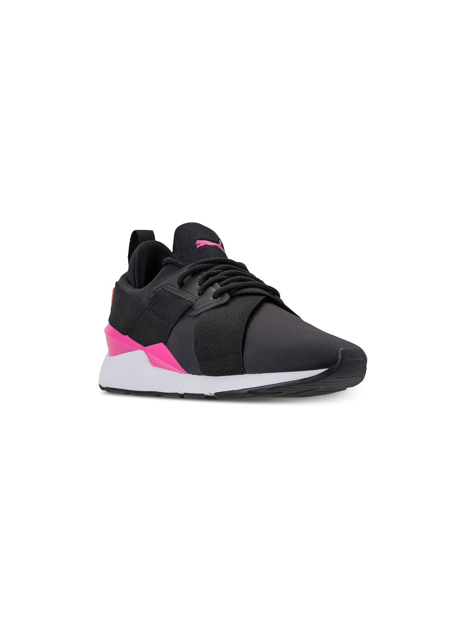 PUMA Womens Knockout Pink Black Color Block Criss Cross Goring Logo ...