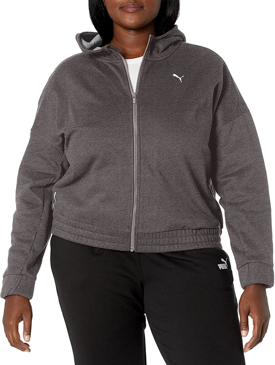 PUMA Womens Plus Size Train Favorite Fleece Full Zip 1X Charcoal ...