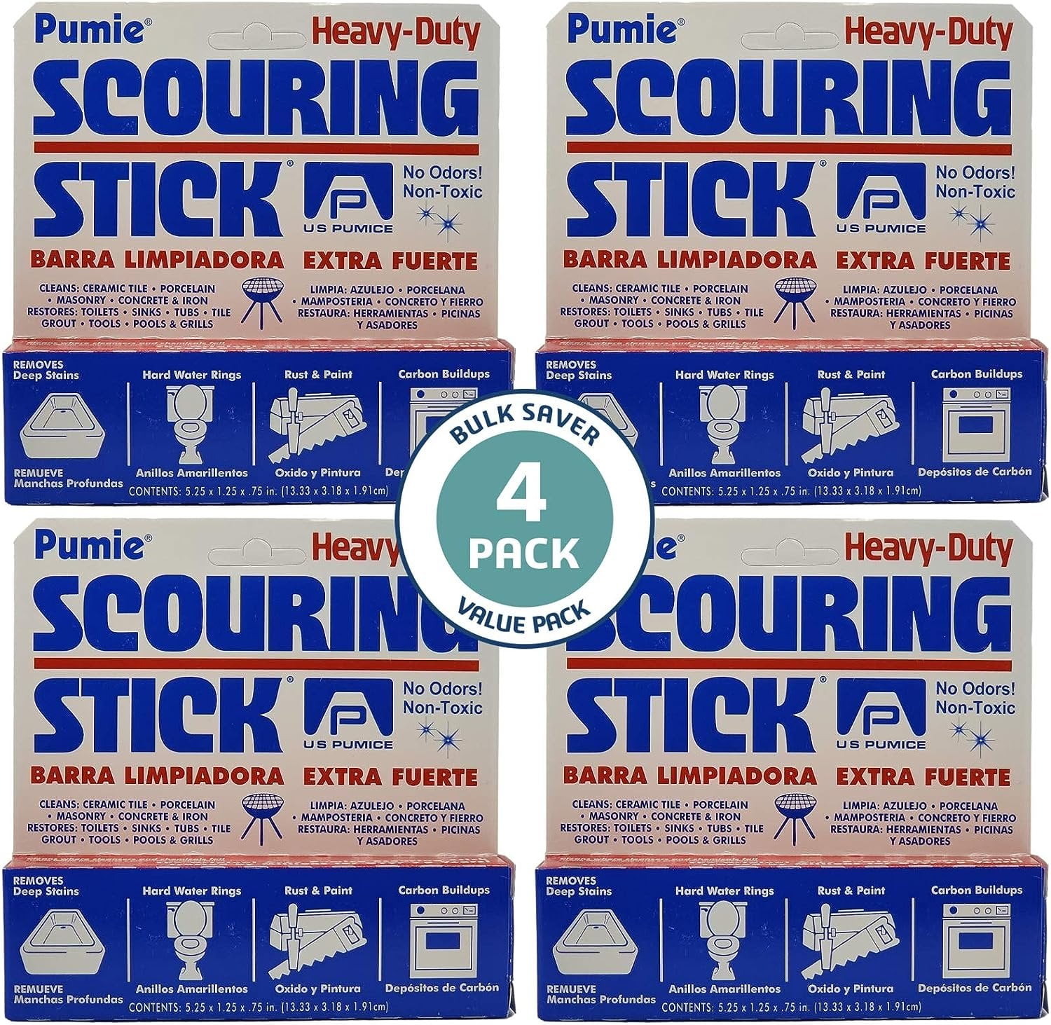 PUMIE Scouring Stick, 4 pack Heavy Duty, HDW, Removes Stains, Hard ...