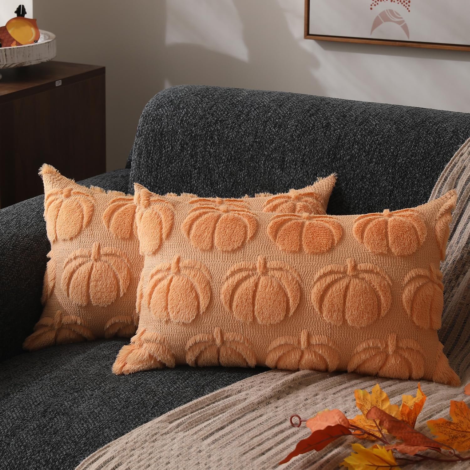 PUMIER Fall Pillow Covers 18x18 Set of 2 Fall Decorations Autumn Rust ...