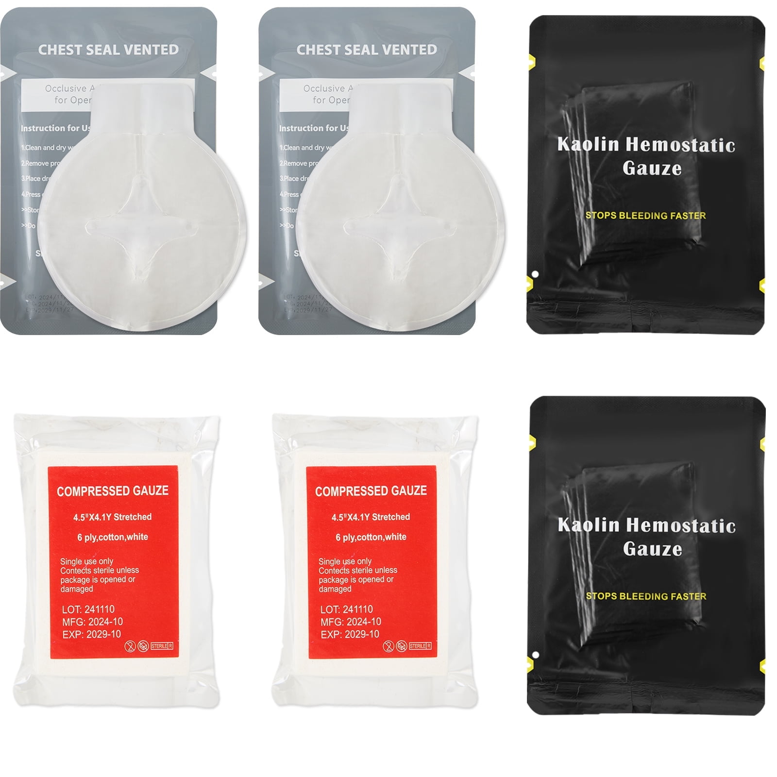 PUMIER First Aid Trauma Kit Refill Supplies - 2PCS Chest Seal Non ...