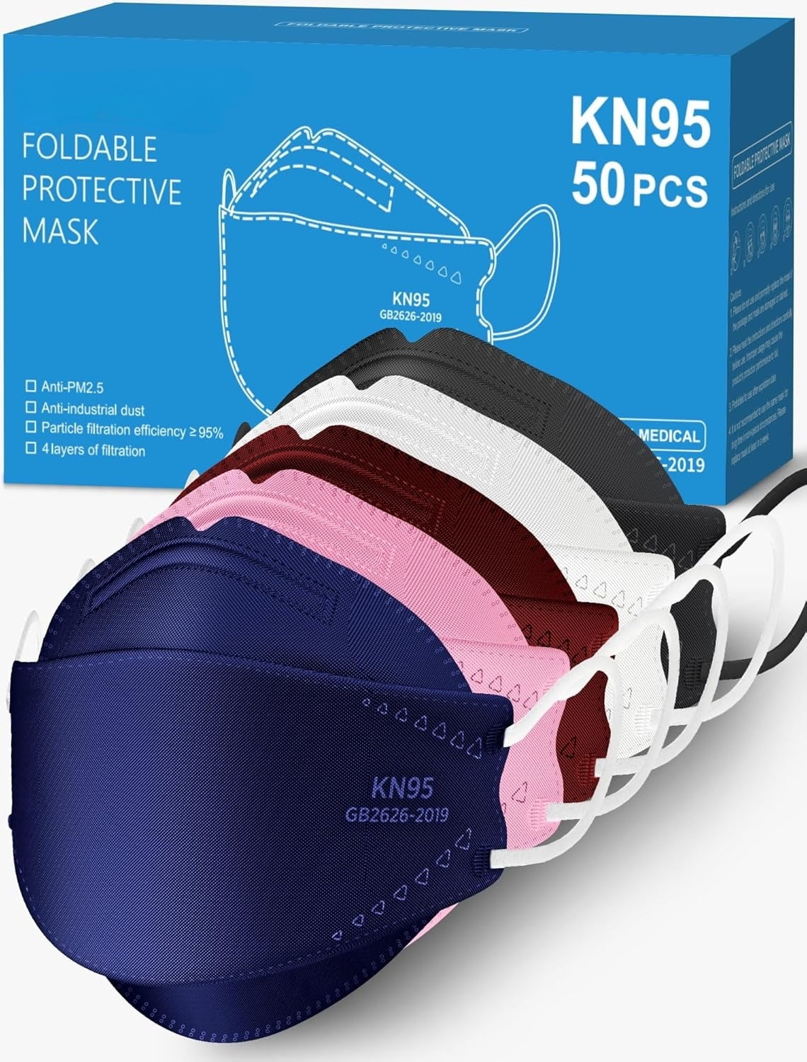 PUMIER KN95 Face Masks 50 Pack for Adults, Breathable and Comfortable ...