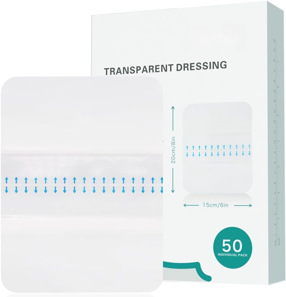 PUMIER Transparent Film Dressing 50 Packs, Waterproof Adhesive Clear ...