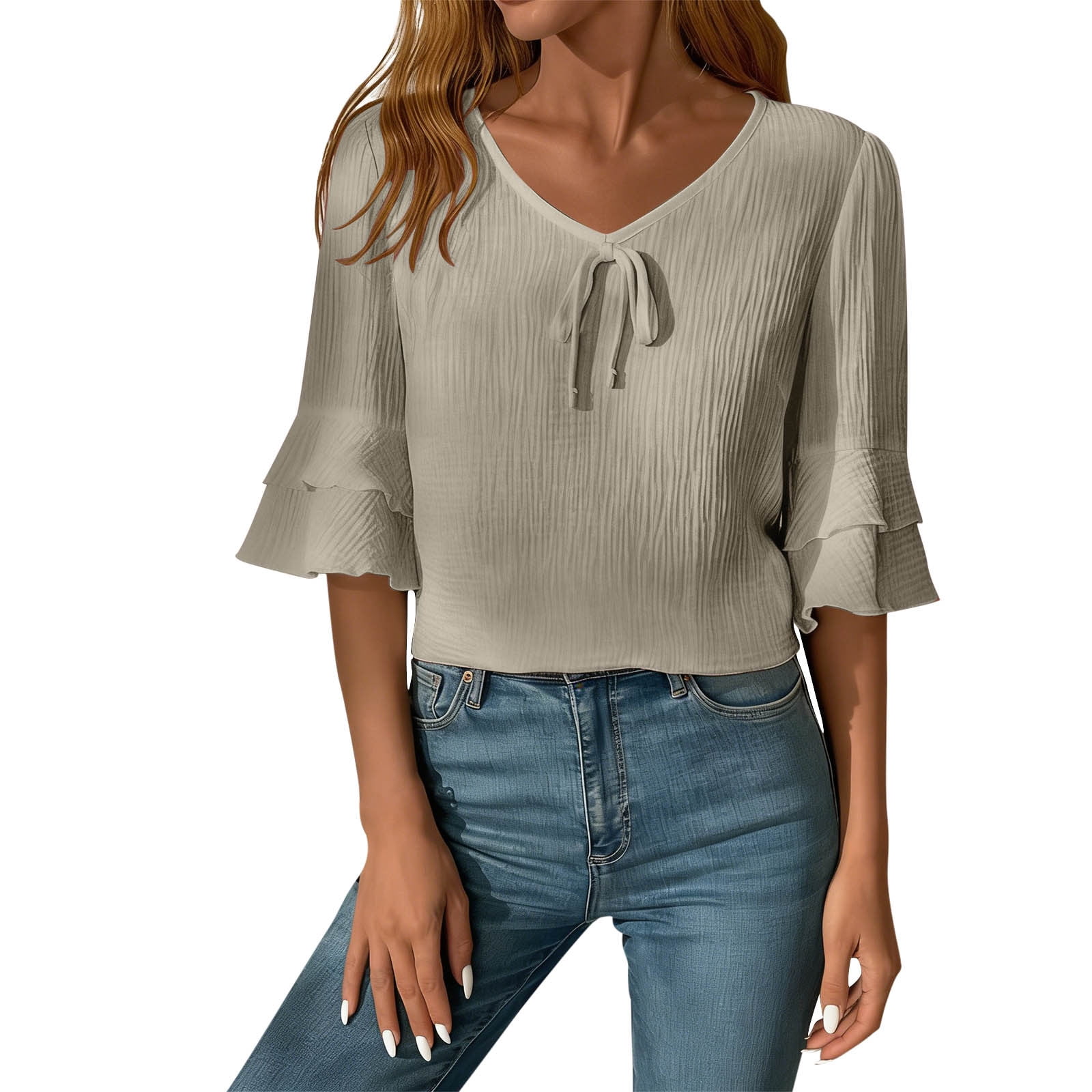 PUMISAS Summer T-Shirt For Women Elbow-Length Sleeve Casual Loose Tops ...