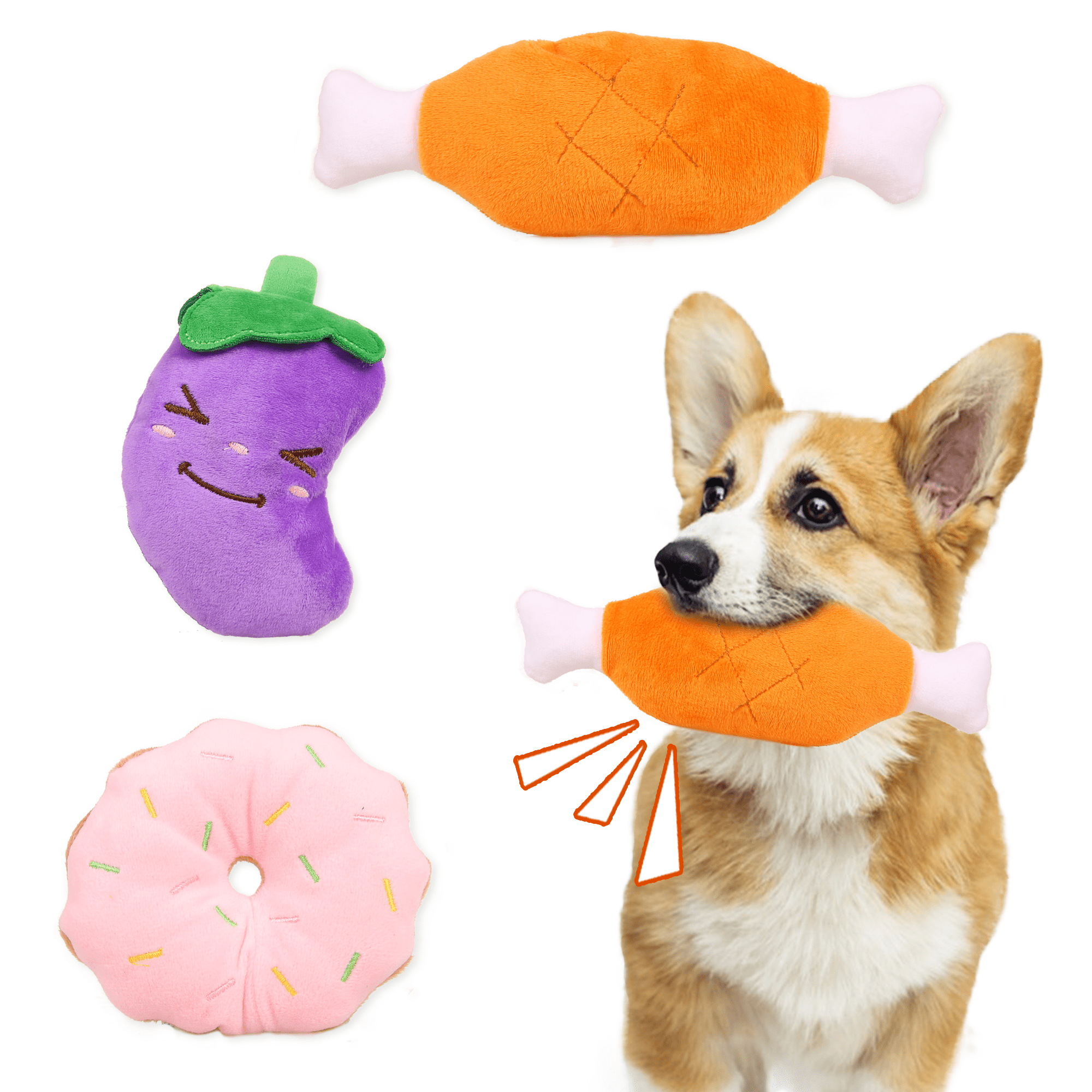 PUMYPOREITY 3 Pack Dog Squeaky Toys, Stuffed Plush Cute Dog Toy for Dog ...