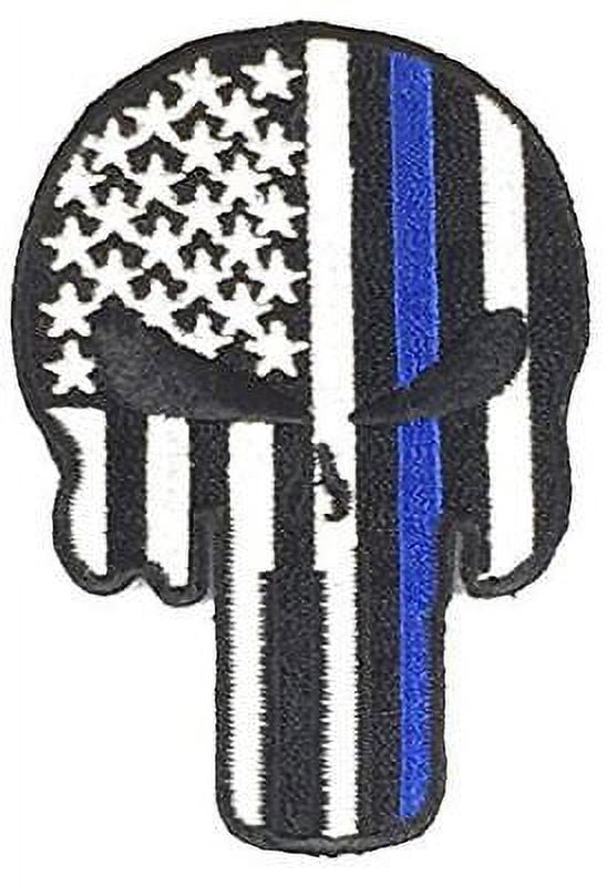 PUNISHER SKULL W/ US FLAG BACKGROUND AND THIN BLUE LINE PATCH POLICE ...