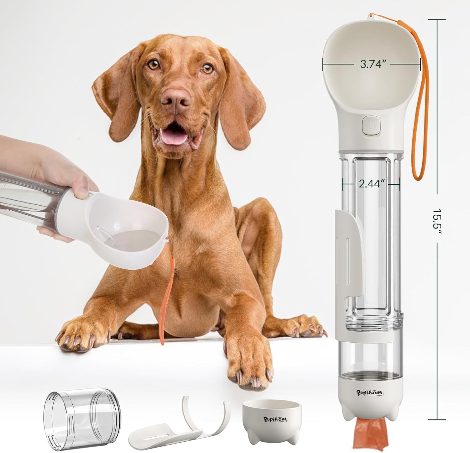 PUPIHOM 17oz 3 in 1 Portable Dog Water Bottle, Outdoor Dog Water ...