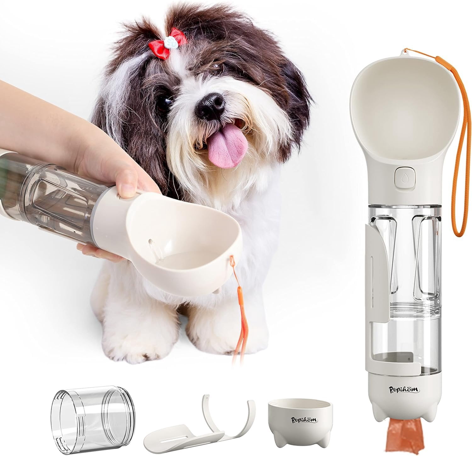 PUPIHOM 17oz 3 in 1 Portable Dog Water Bottle, Outdoor Dog Water ...