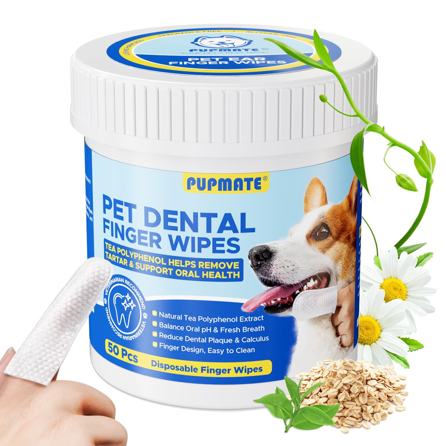 PUPMATE Dental Care Wipes MMF7 for Dog & Cat- Teeth Cleaning Finger ...