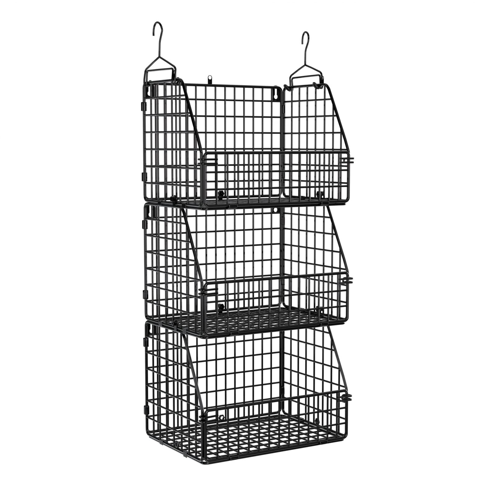 PUPPYCUTE Stackable Wire Baskets for Kitchen Closet Pantry Storage ...