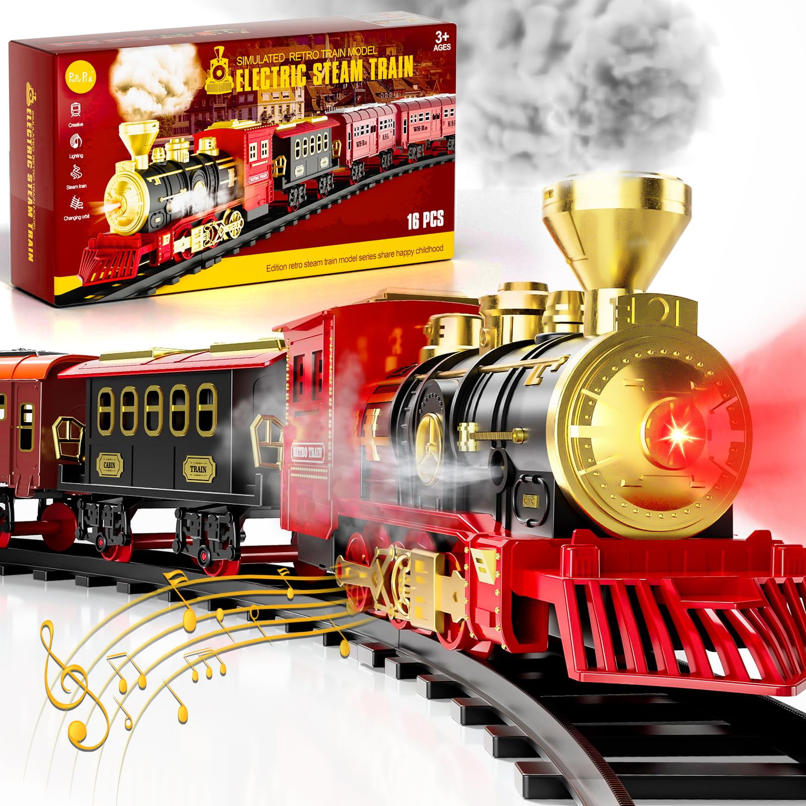 PUPU PIG Train Set, Christmas Train Toys for Kids Gifts, Electric Train ...