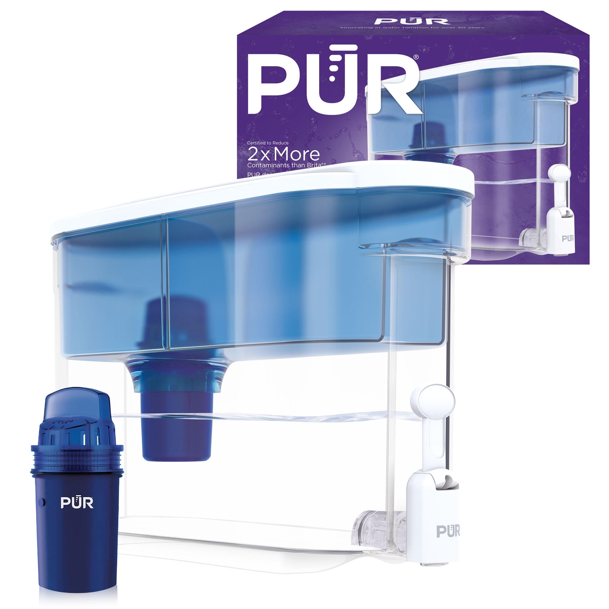 Large PUR 30 Cup Dispenser Water Filtration System, DS1800Z, Blue/White ...