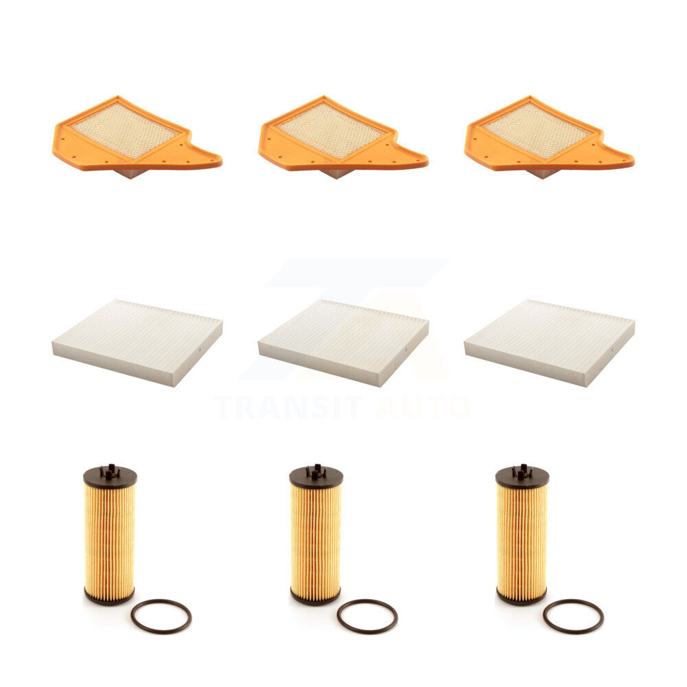 PUR 3x Air + 3x Cabin + 3x Engine Cartridge Oil Filter (9 Total) Kit ...