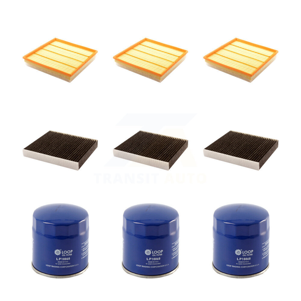 PUR 3x Air + 3x Cabin + 3x Engine Oil Filter (9 Total) Kit for Car ...