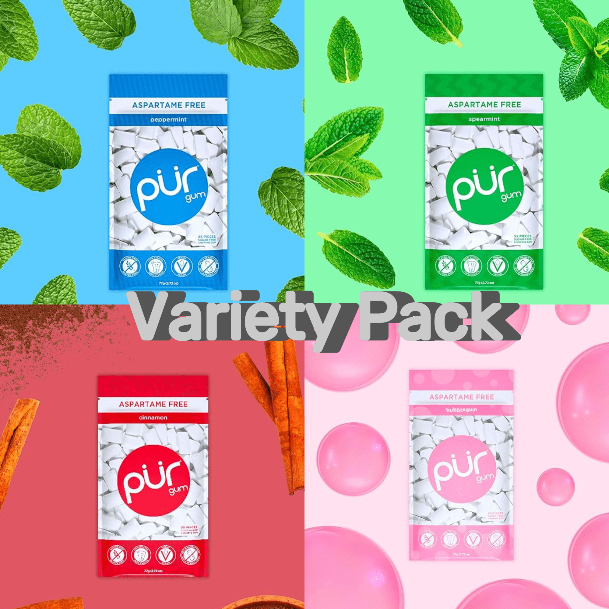 PUR Gum | Aspartame Free Chewing Gum | 100% Xylitol | Natural Bubblegum ...