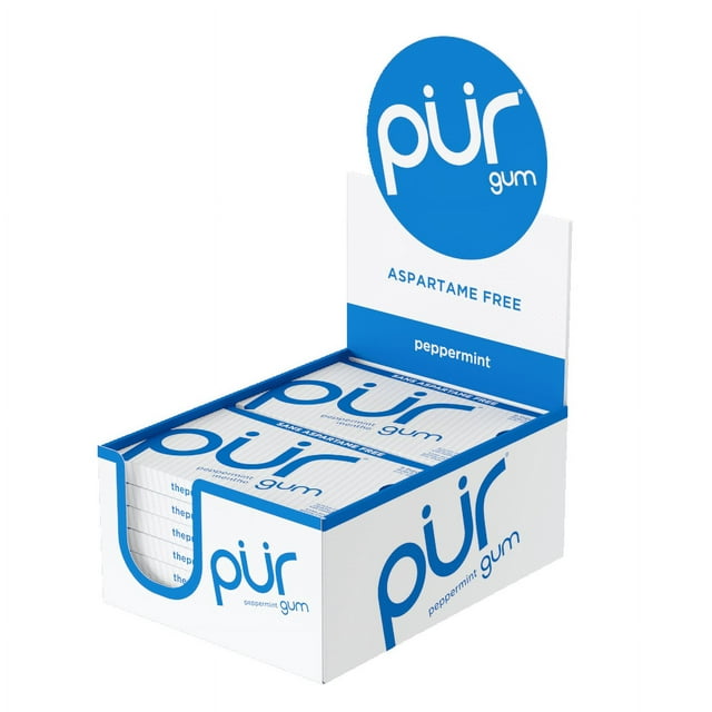 PUR Gum Sugar Free Chewing Gum with Xylitol - Natural Peppermint Flavor ...