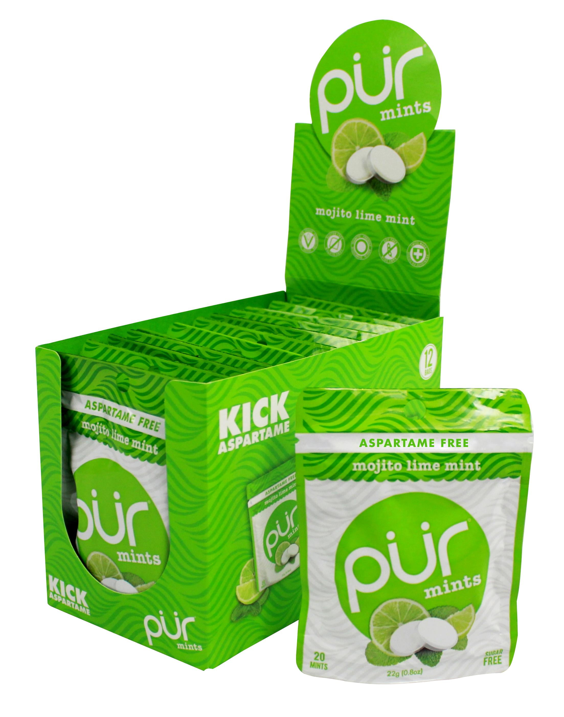 PUR Mints, Aspartame Free Mojito Lime Breath Mints, 20pcs, 12ct ...