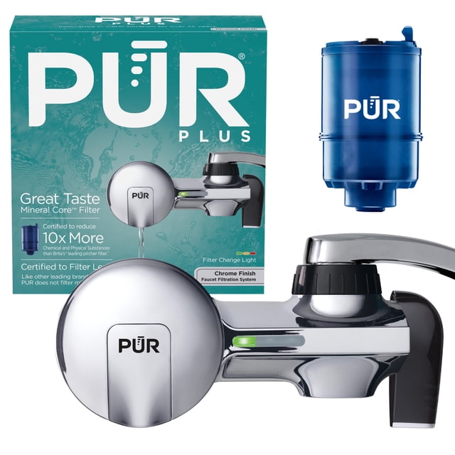 PUR PLUS Faucet Mount Water Filtration System, Chrome, PFM400H - Pure ...