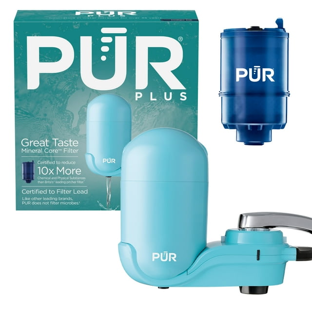 PUR PLUS Vertical Faucet Mount Water Filtration System, Sea Glass ...