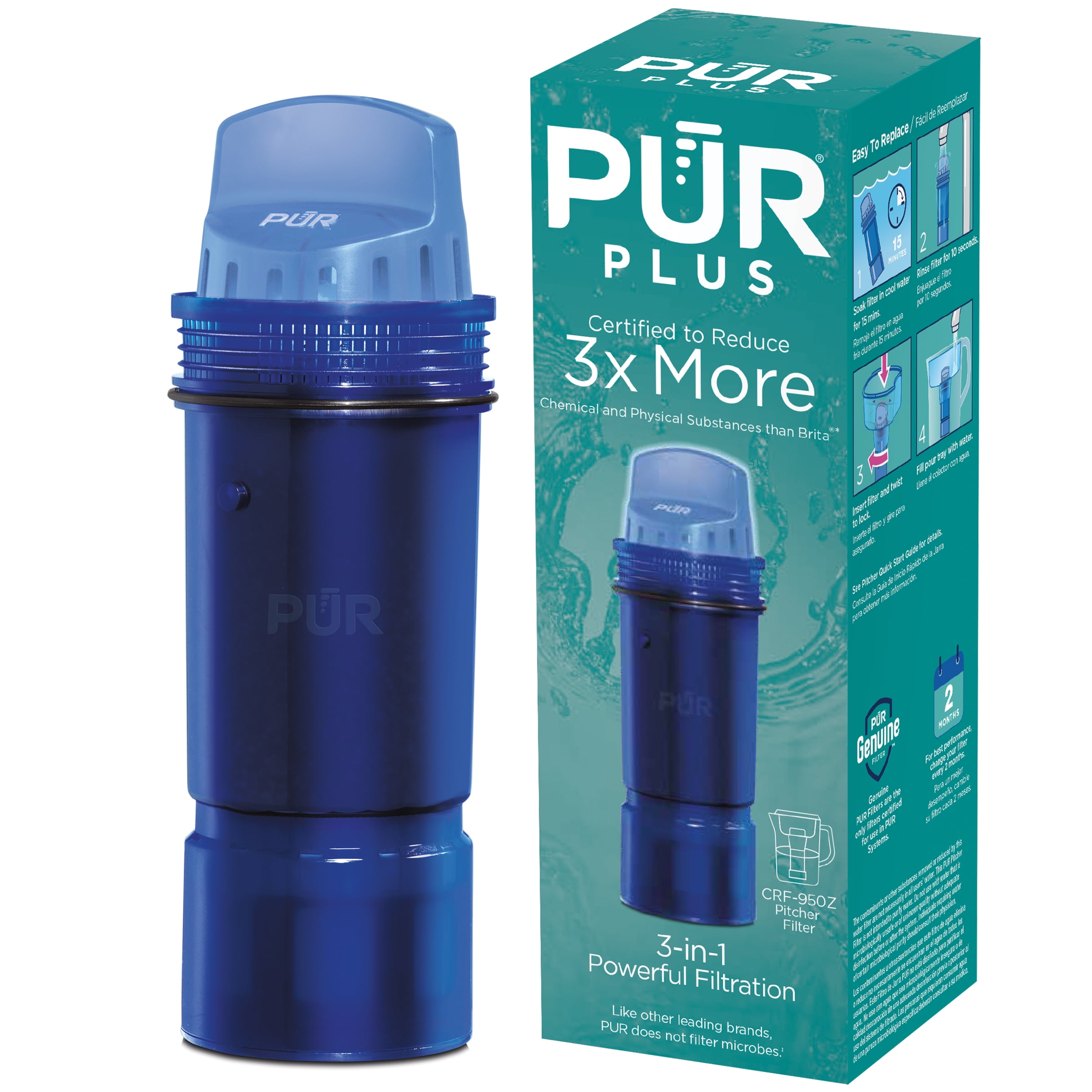PUR PLUS Water Pitcher and Dispenser Replacement Filter 1-Pack ...