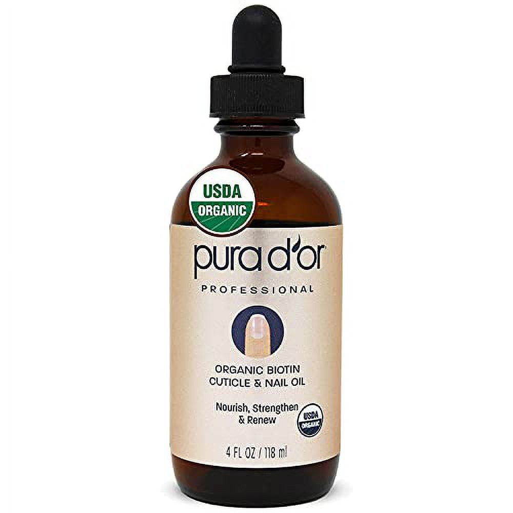 PURA D'OR Organic Nail and Cuticle Oil (4oz) Nourishing Treatment with ...