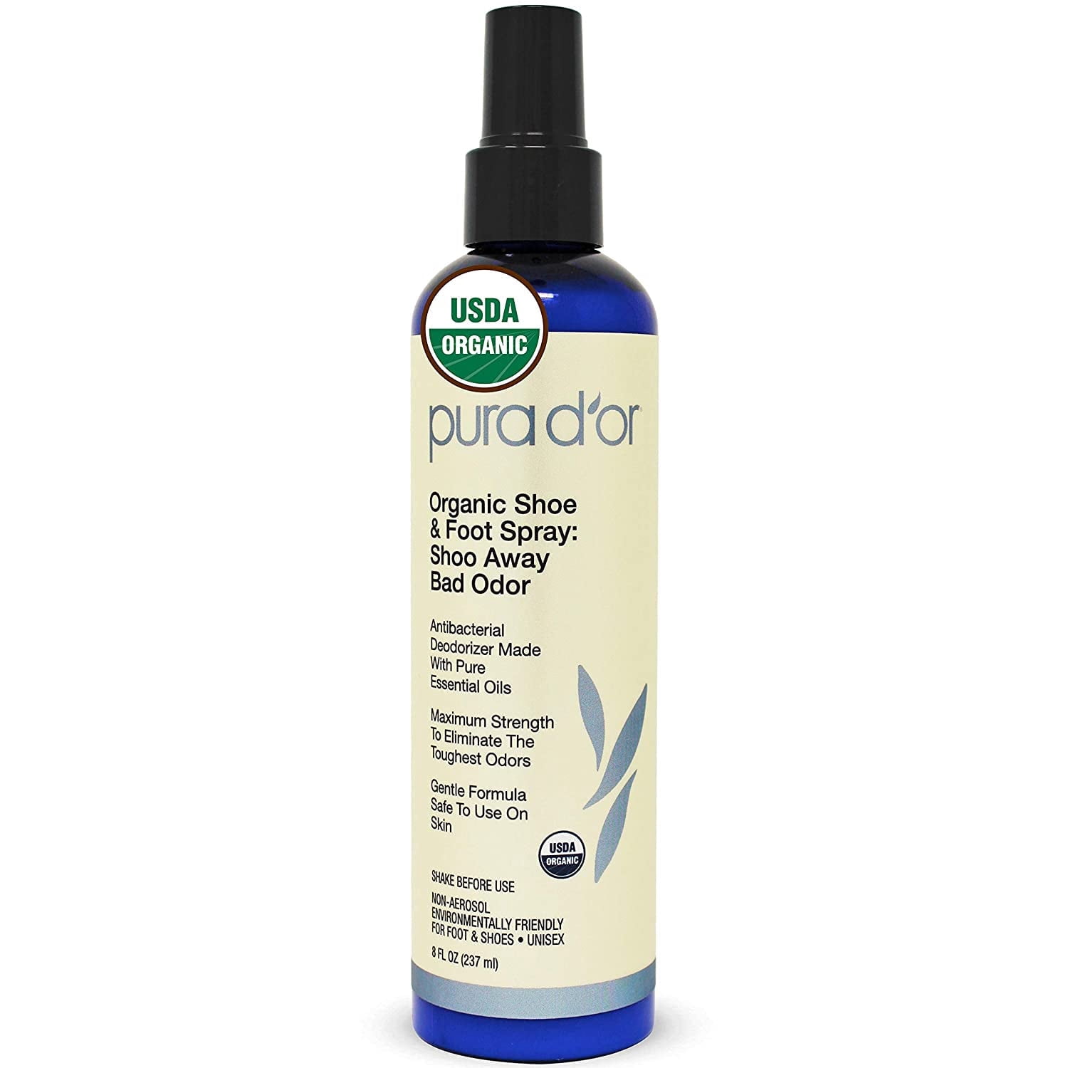 PURA D'OR, Organic Shoe and Foot Spray, Shoo Away Bad Odor, 8 Fl Oz ...